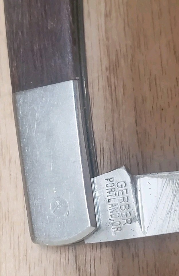 Vtg Gerber Silver Knight 2 Blade Folding Pocket Knife Wood Handle Japan ...