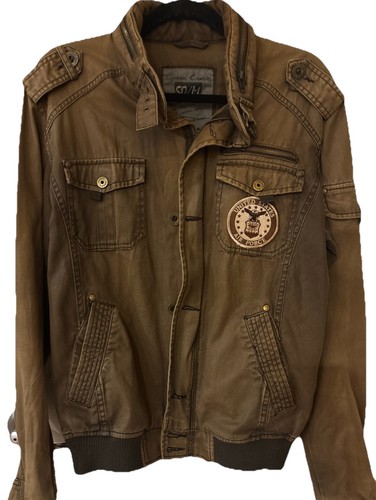Green Coast bomber AirForce Jacket Sz M Hidden Hood Khaki Epilates ...