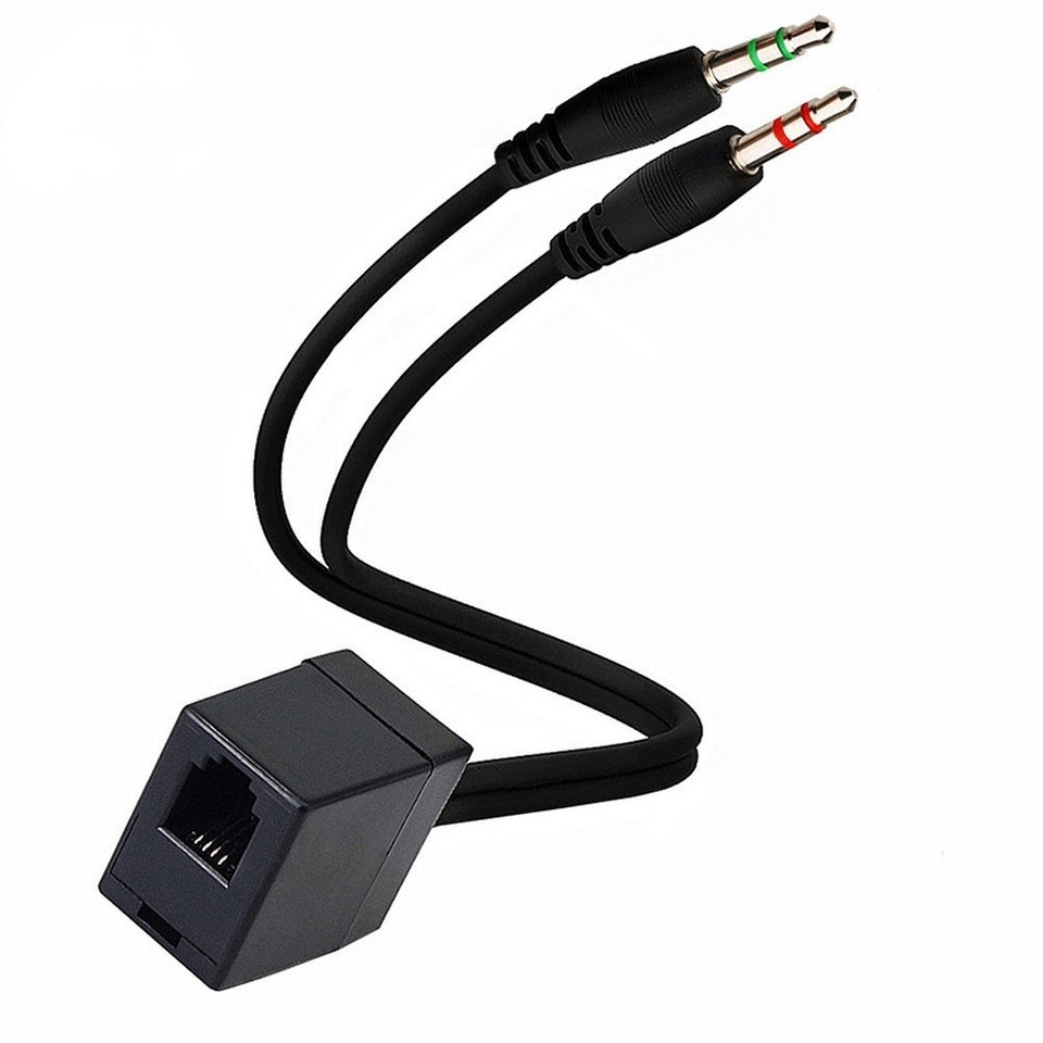 Headset Splitter Adapter RJ9 to Dual 3.5mm for Multi Device Audio ...