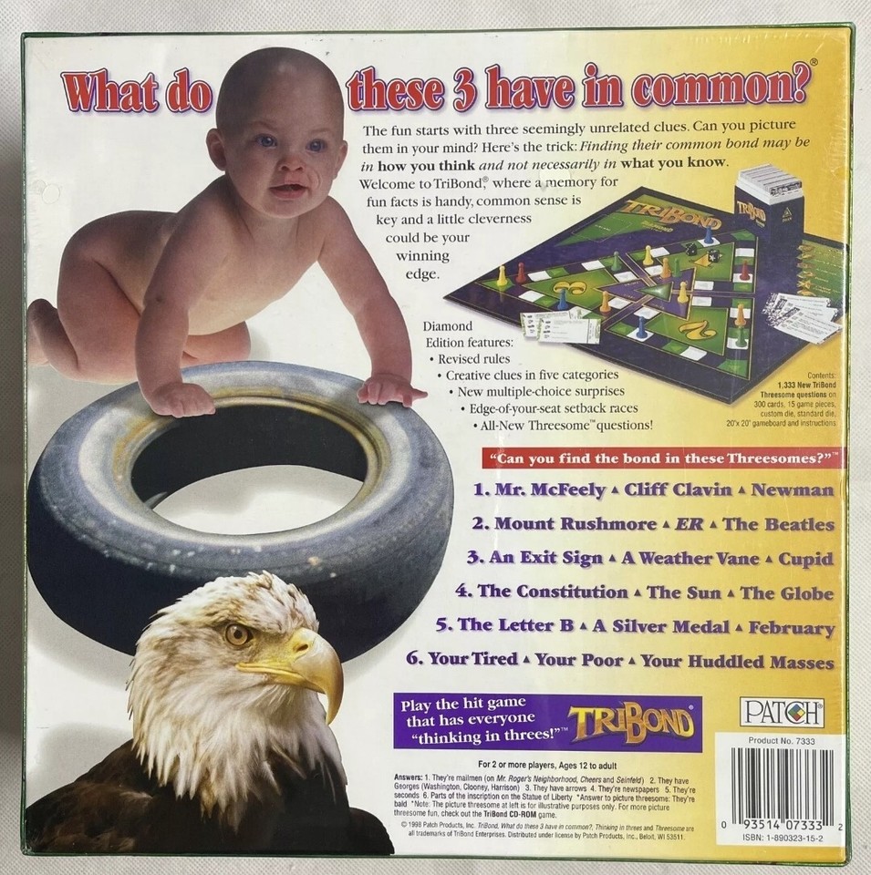 New Package TRIBOND Board Game Diamond Edition 1998 SEALED Ages 12 & Up ...