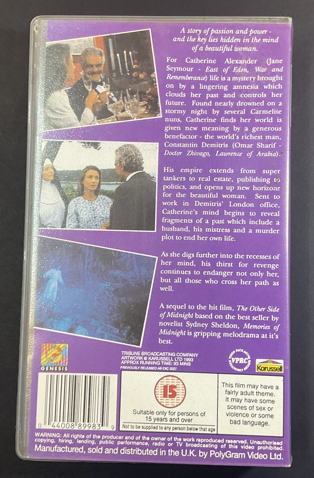 Memories Of Midnight, Part One, VHS Video, Jayne Seymour, Omar Sharif ...