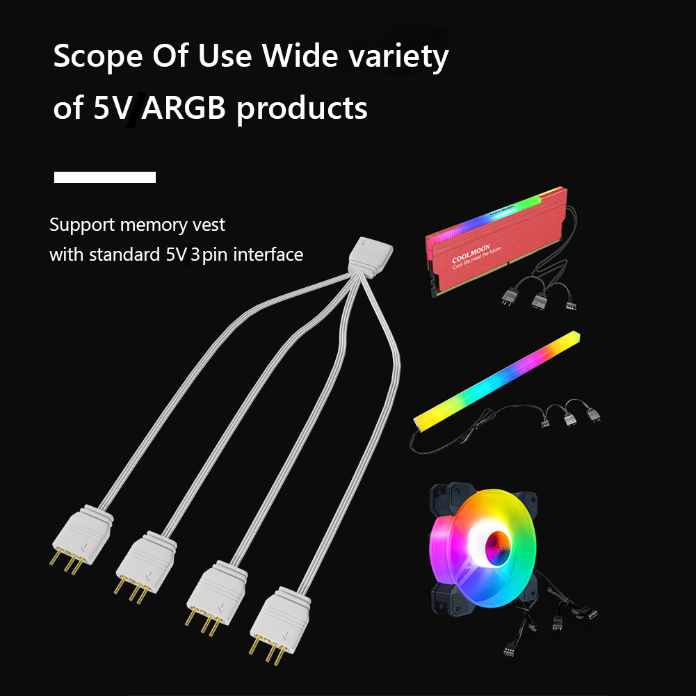 ARGB Splitter 5V 3PIN Connector Adapter Cable 33.5cm for Computer (1 to ...