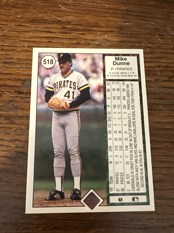 1989 Upper Deck Baseball Mike Dunne Pittsburgh Pirates #518 | eBay