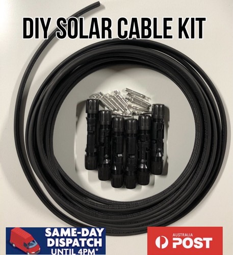 DIY 10m DC Solar Cable 4mm Wire 6 high quality PV Connectors male ...