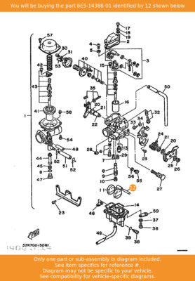 YAMAHA Pin, Float, 6E5-14386-01 OEM XT600 XT350 TT250 XT600E XT250 ...