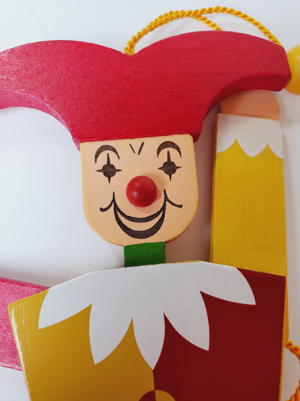 Echte Erzgebirgische Handarbeit Germany Wooden Clown Jester Pull String ...