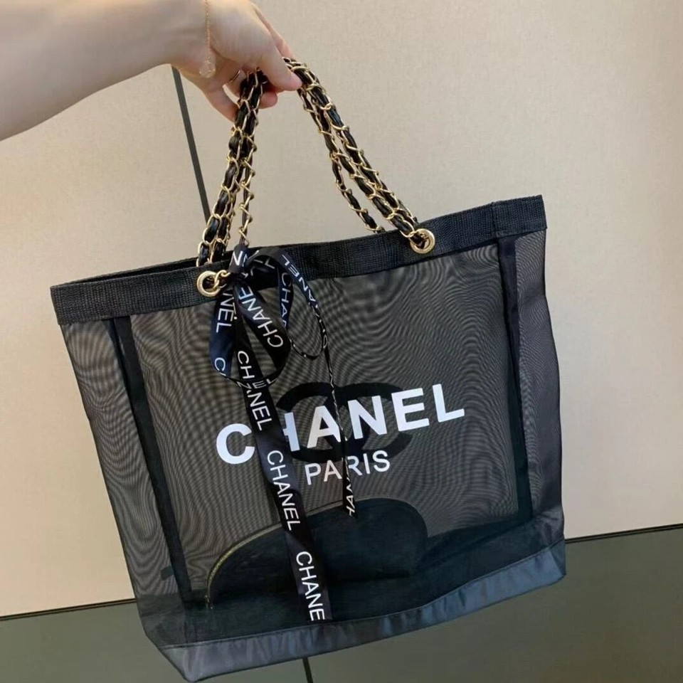 NEWCHANEL VIP GIFT Beauty Mesh Tote Bag Beach Pouch Bag Case Storage ...