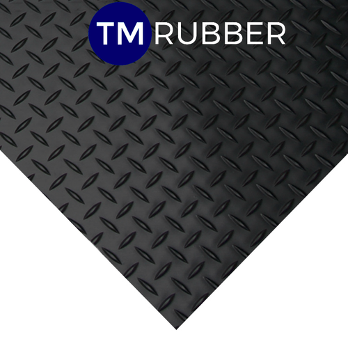RUBBER CHECKER PLATE FLOORING/MAT/MATTING W1200MM X D3MM SOLD PER MTR ...