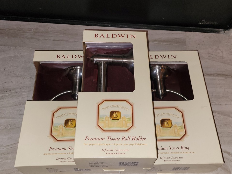 Baldwin Premium NAPOLI Brass Tissue Roll Holder 3403-150 & 2 Towel ...