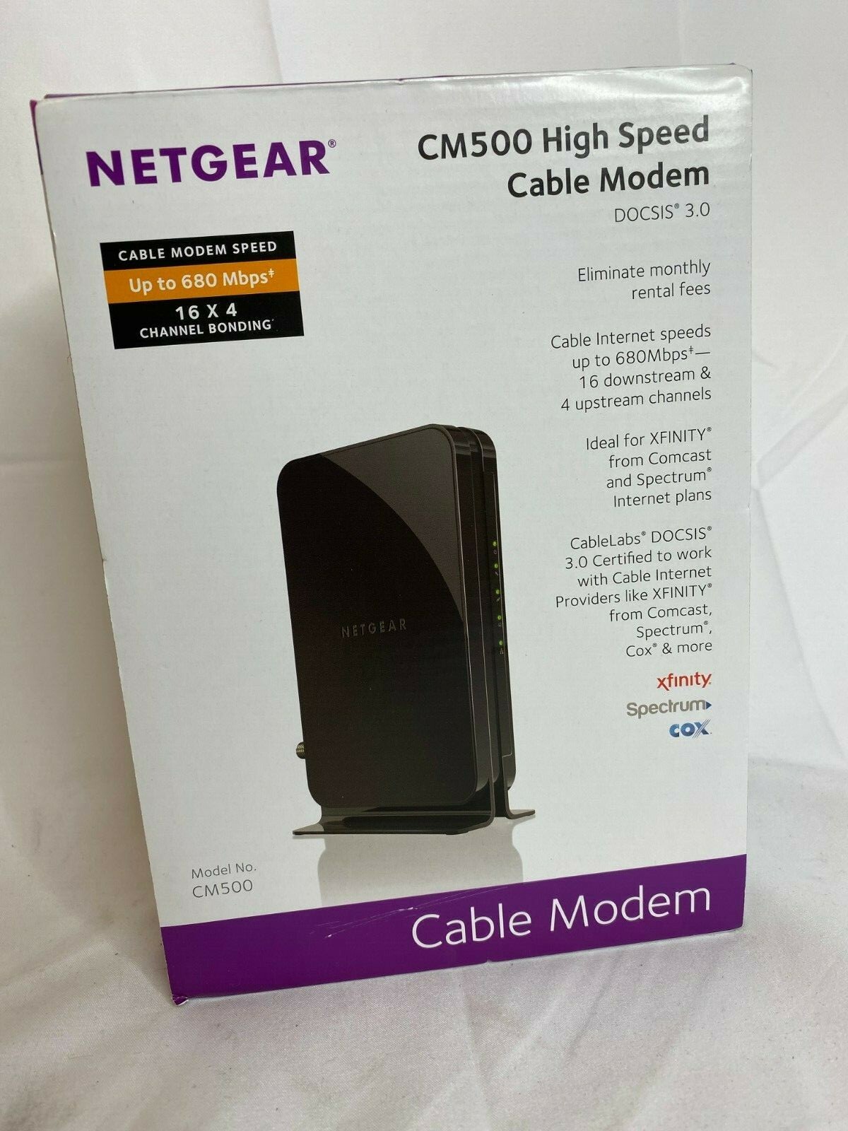 NEW Netgear CM500 High Speed Cable Modem DOCSIS 3.0 - Up to 680 Mbps ...