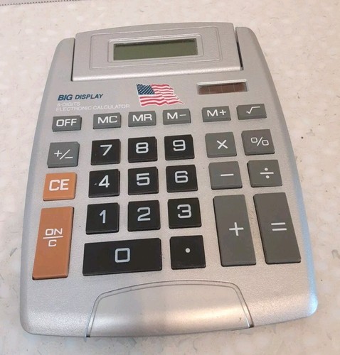 Large Display 8 Digit Electronic Calculator Big Keys Solar & Battery ...