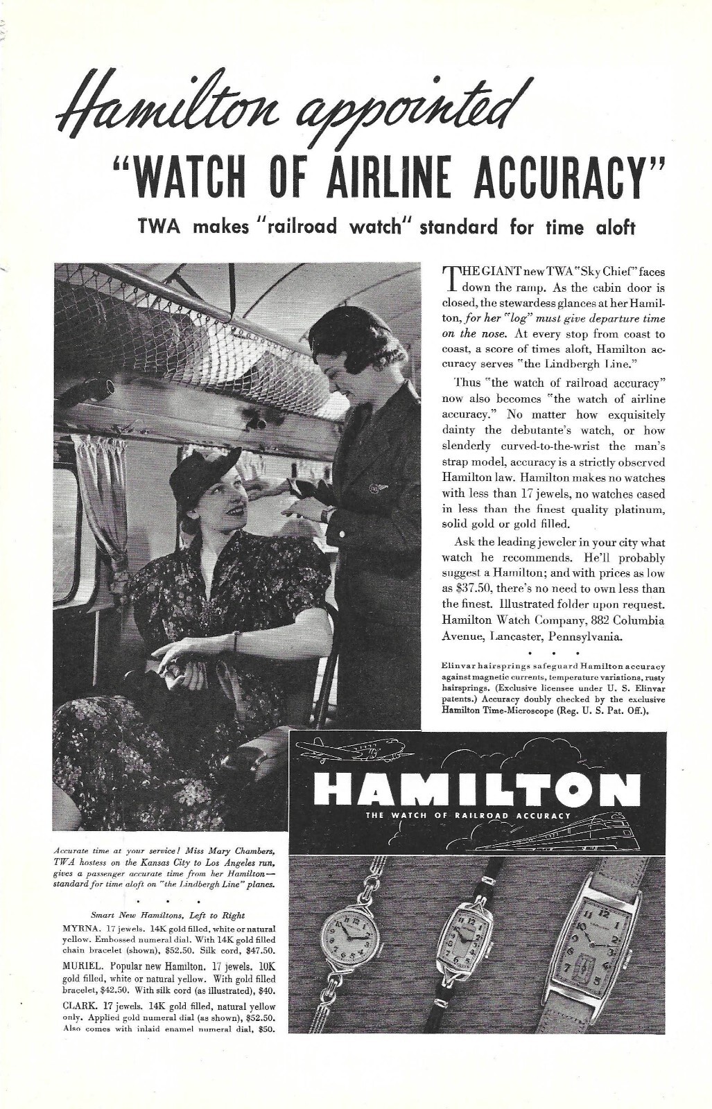 1937 Hamilton Watches Vintage Print Ad Time Timepiece Wristwatch ...