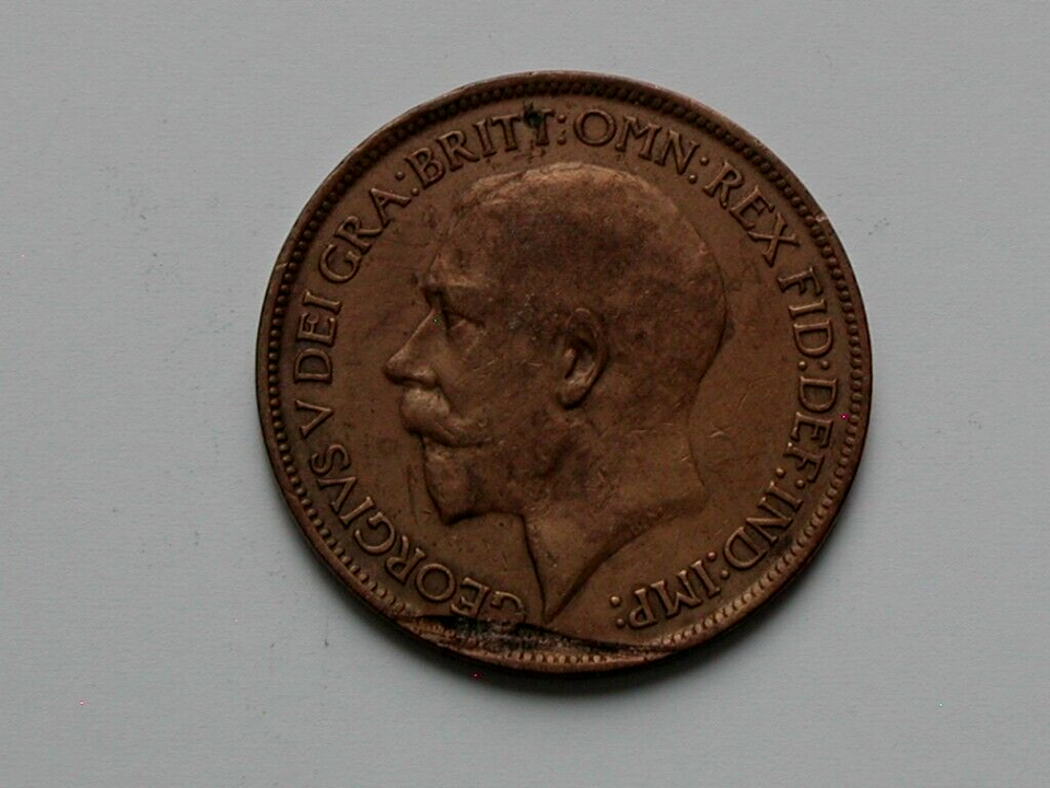 1919 UK (British) Coin - Half Penny (1/2d) - unusual metal peel ...