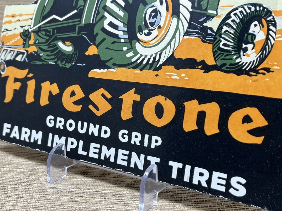 VINTAGE FIRESTONE TRACTOR TIRES PORCELAIN SIGN SERVICE GAS OIL ...