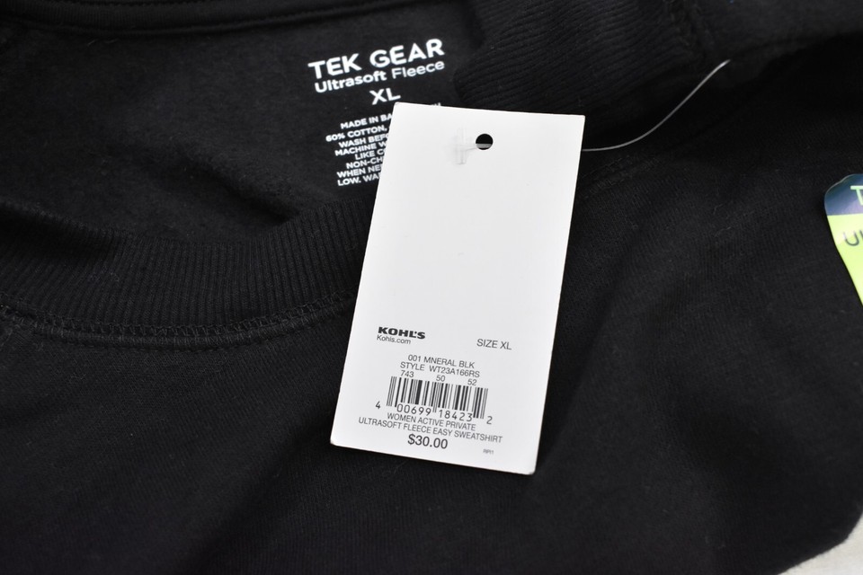 Tek Gear Womens Ultrasoft Fleece Easy Sweatshirt Sweater Solid Black ...
