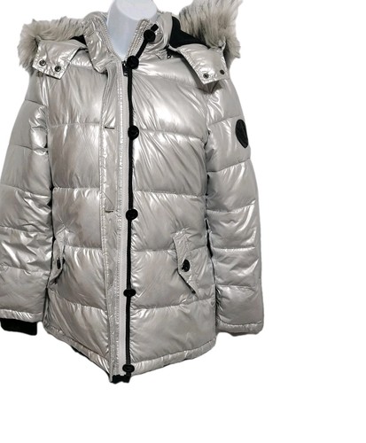 Diesel Puffer Jacket Children's Silver/Gray, Size 16, Hooded Insulated ...