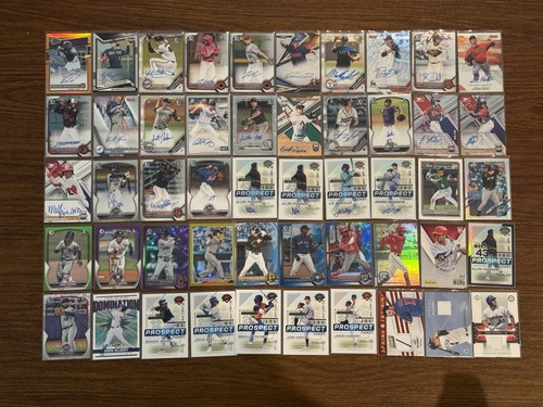 (50) Huge Baseball Auto Autograph Relic Numbered Card Lot Topps Bowman ...