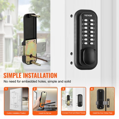 VEVOR Mechanical Keyless Entry Door Lock 14 Digit Keypad Surface ...