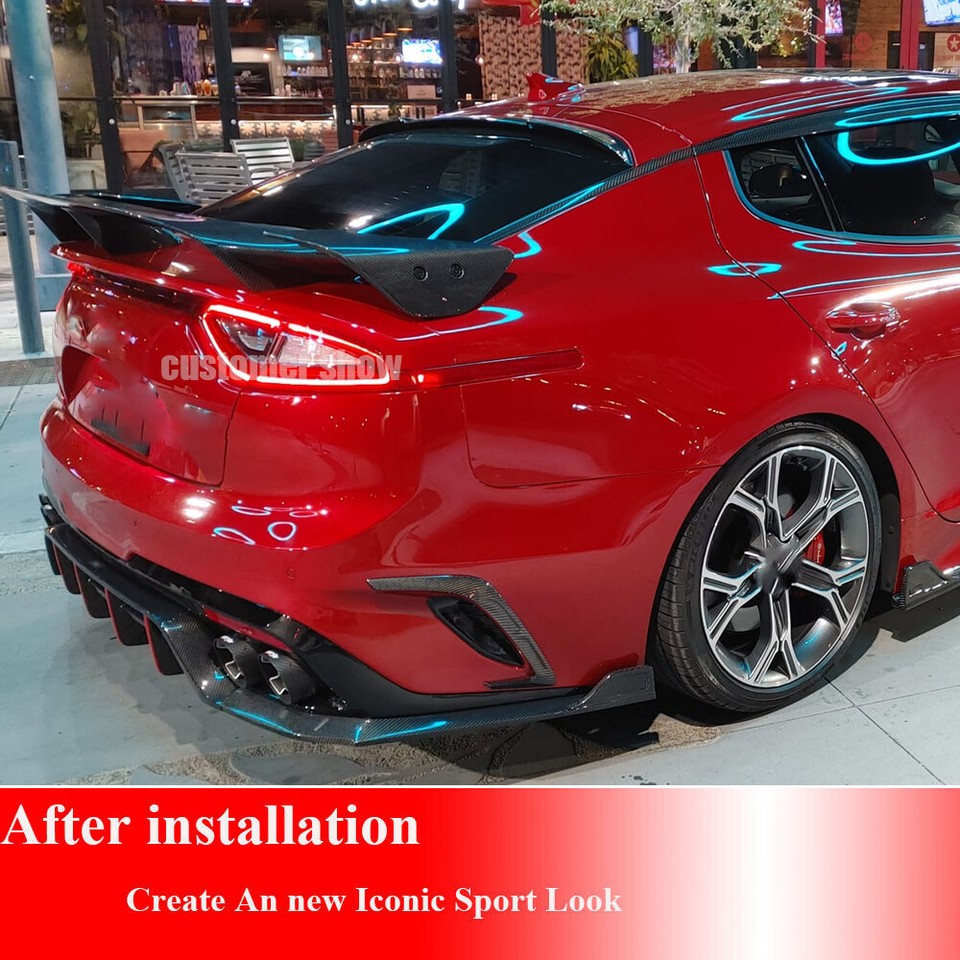 REAL Carbon Fiber Rear Bumper Splitter Side Canard Fins For Kia Stinger ...
