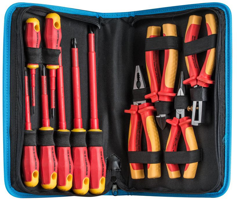 Insulated Tool Kit 11 Piece Tech Professionals Electricians Pliers ...