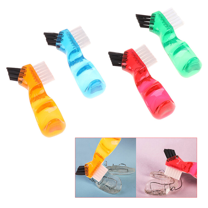 Denture Toothbrush False Teeth Cleaning Brush Ergonomic Handle Bristles ...