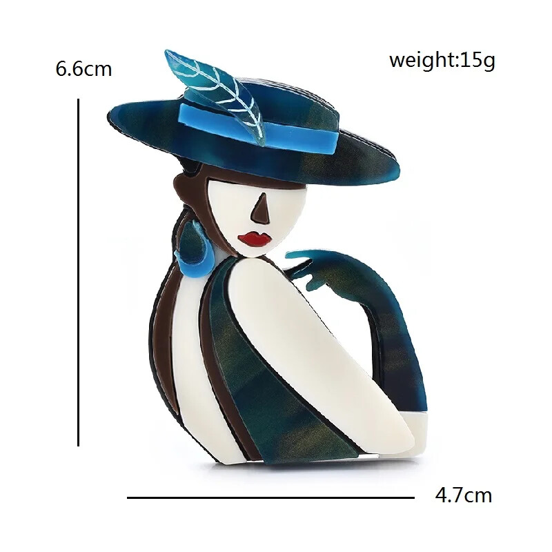 Acrylic Beautiful Lady Brooch For Women Gift Modern Girl Figure Party ...