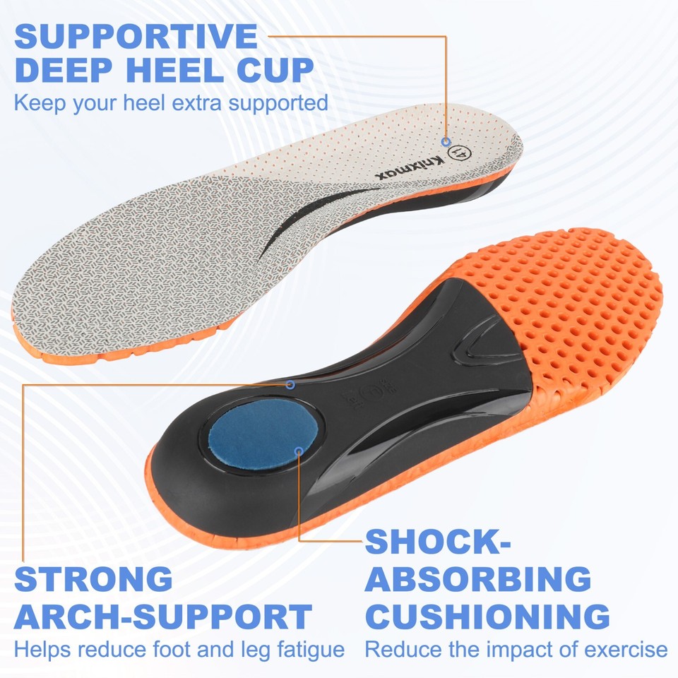 Knixmax Leather Insoles Arch Support Orthotic Insert Plantar Fasciitis ...