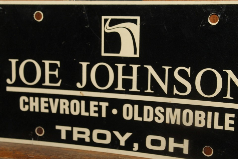1990's Plastic License Plate Joe Johnson Chevrolet Oldsmobile Troy Ohio ...