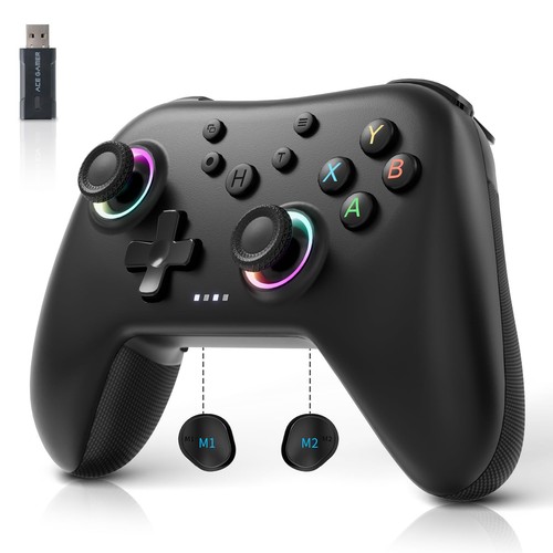 AceGamer Aurora Gen2 Wireless Controller w/ RGB, Hall Joysticks, Black ...