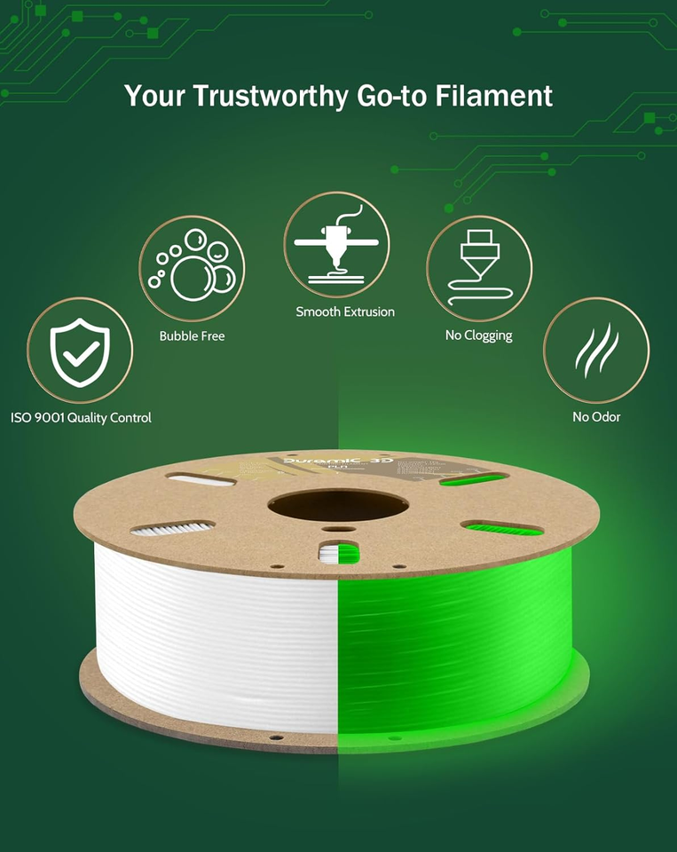 DURAMIC 3D PLA Glow Green in the Dark Filament 1.75Mm 1Kg, 3D Printing ...