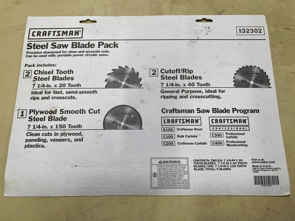 Craftsman 5-pc Steel Circular Saw Blade set NOS - 932302 | eBay