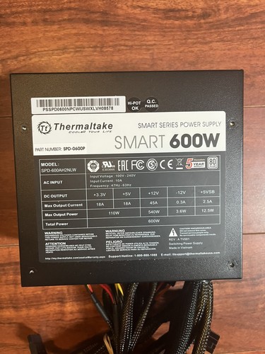 Thermaltake Smart 80 Plus Power Supply 600W 841163062241 | eBay