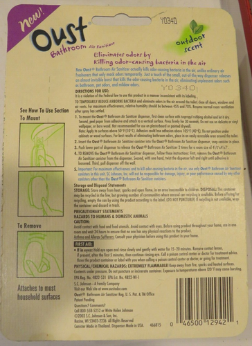 Oust Bathroom Air Sanitizer Outdoor Scent Dispenser & Refill S.c ...