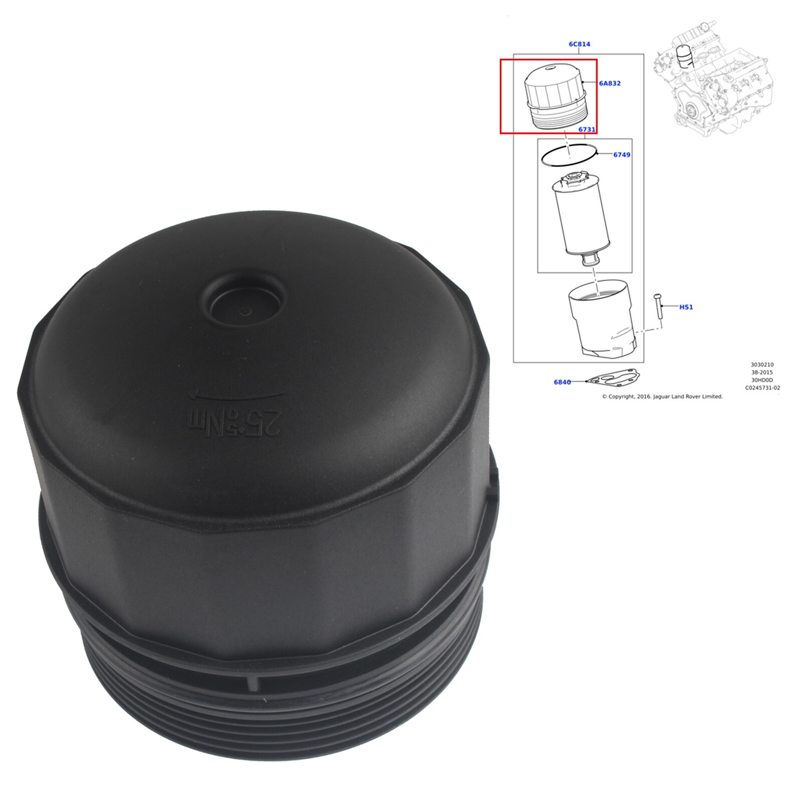 3.0L 5.0L Oil Filter Cover For Land Rover Range Rover Sport Velar ...