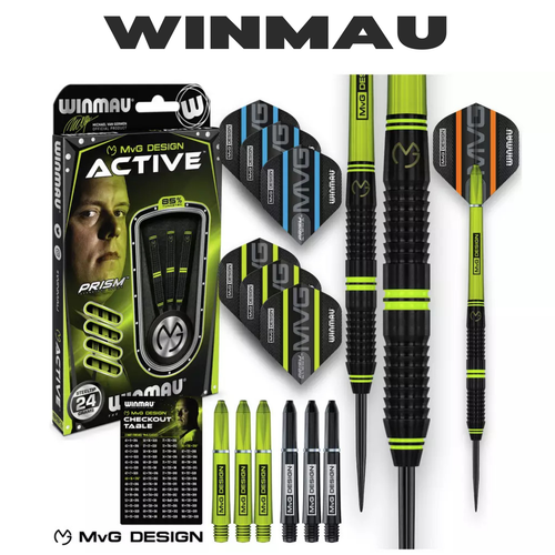 Winmau Michael van Gerwen MvG Active 24g/23g/22g Tungsten Darts Set ...