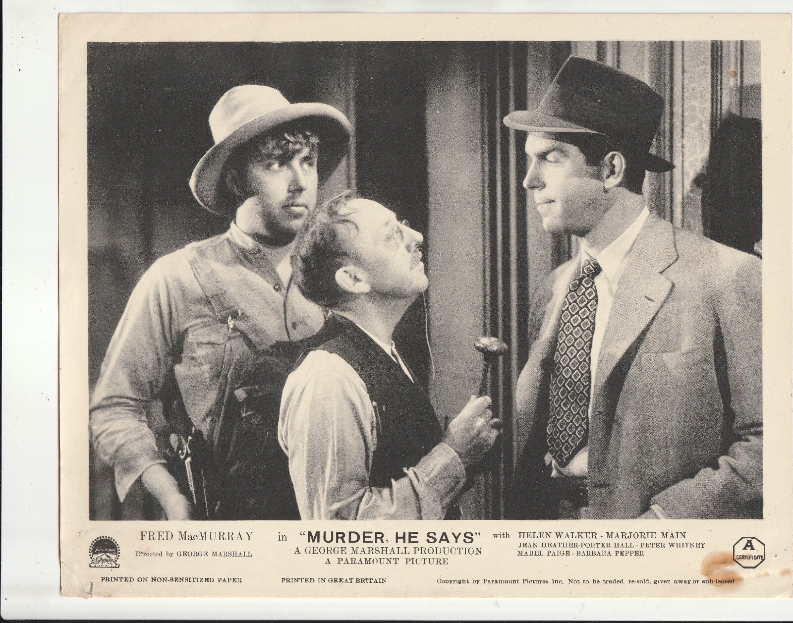 MURDER, HE SAYS 10 x 8" Original Movie Photo - FRED MacMURRAY (1945) | eBay