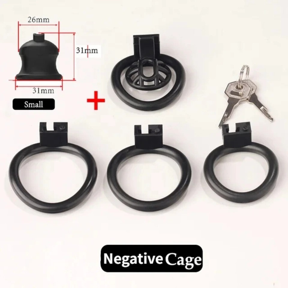 New Positive/negative Chastity Cage Lock with 4 Rings Sissy Inverted ...