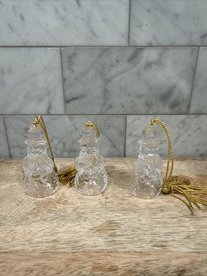 Gorham Crystal Snowman Christmas Ornaments Set of 3 | eBay