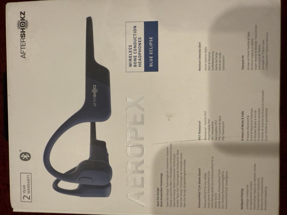 AfterShokz Aeropex Open-Ear Bone Conduction Wireless Headphones - Blue ...