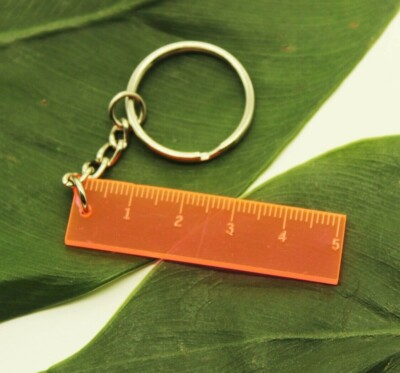 PINK RULER KEYCHAIN Car Keys Mini Cute Teacher Gift Education Maths ...