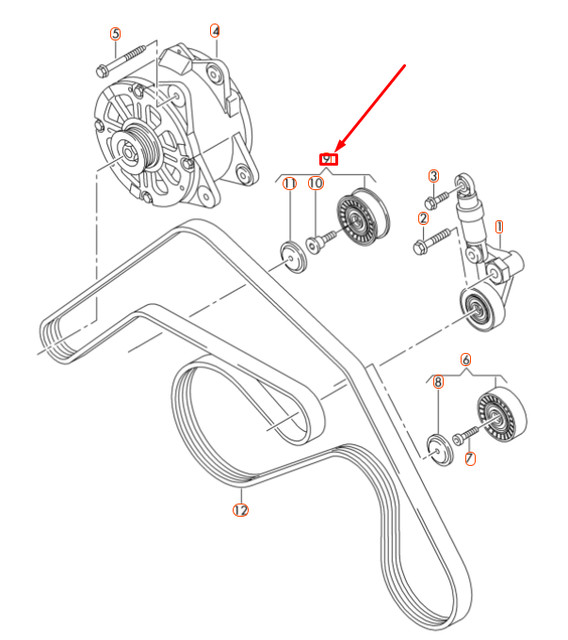 Audi OEM 05-09 A8 Quattro 6.0l-w12-drive Belt Idler Pulley 07D145276C ...