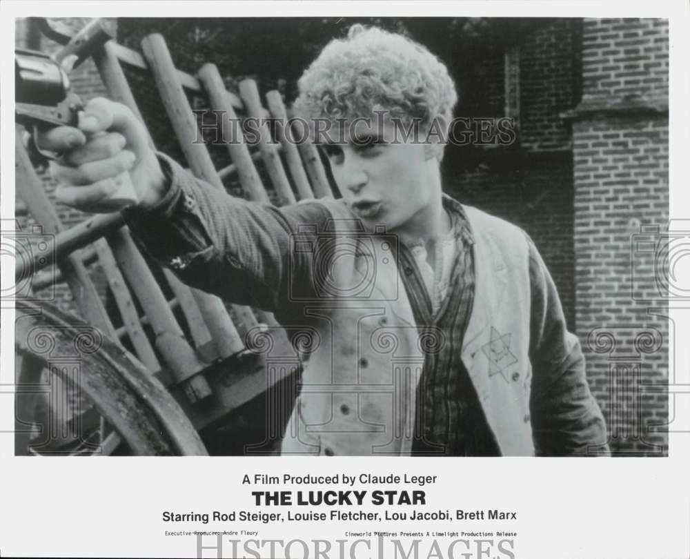 Press Photo Actor Pointing Gun in in "The Lucky Star" Movie Scene ...