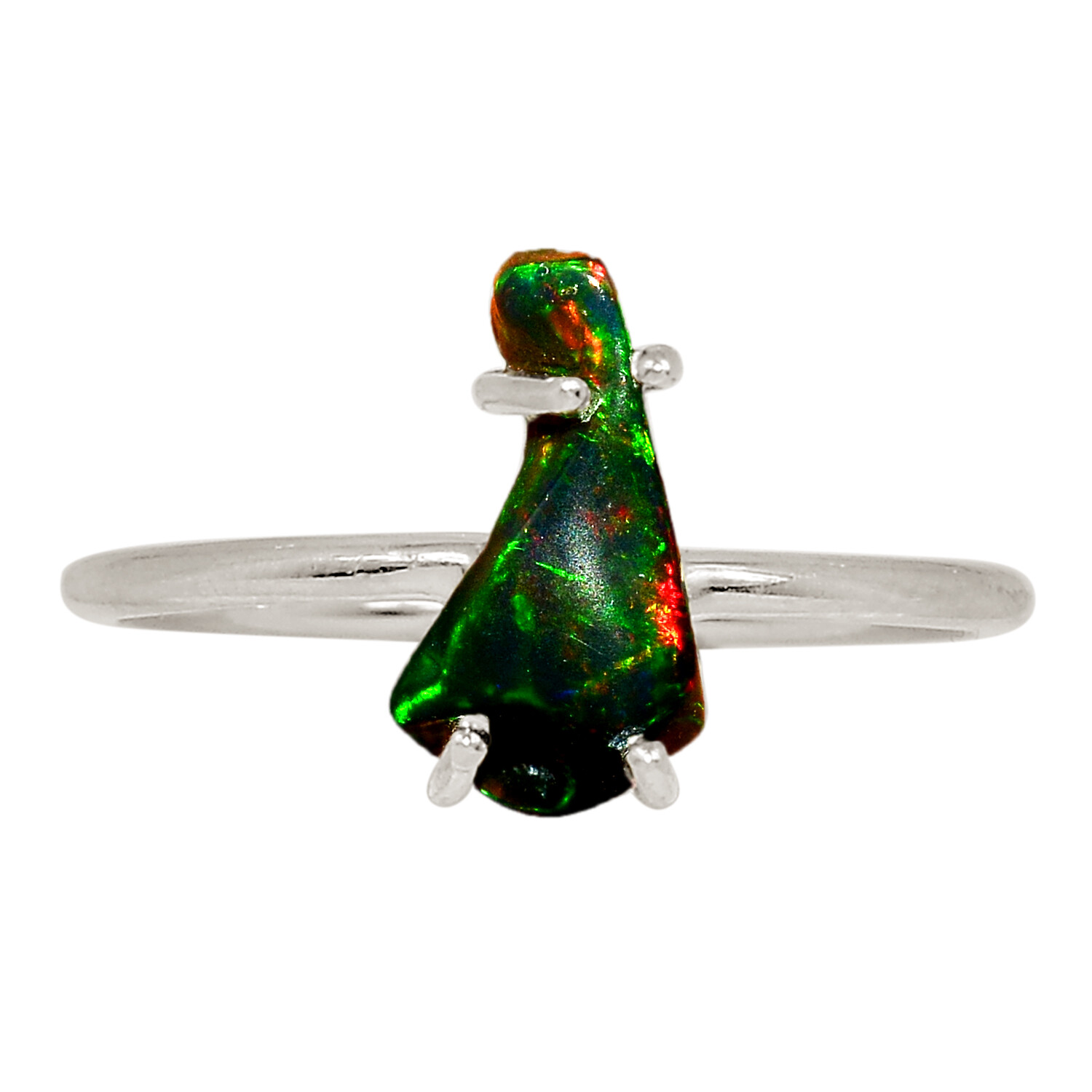 Treated Chalama Black Opal 925 Sterling Silver Ring Jewelry s.9 ALLR ...