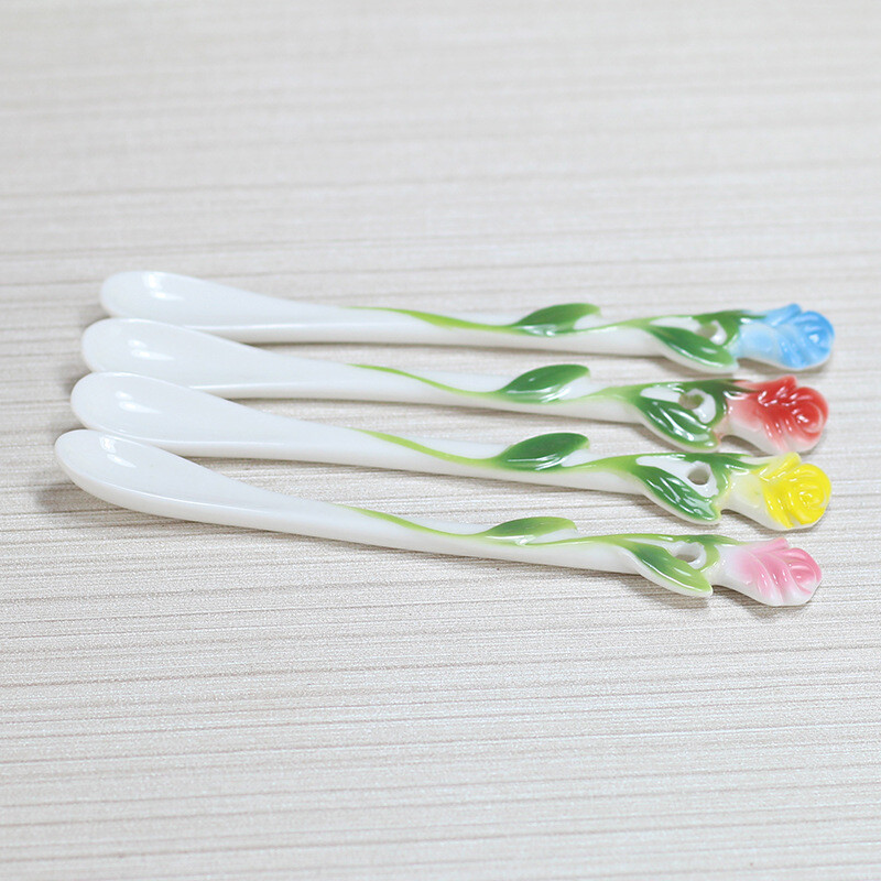 320ml Spoon Milk Mug Decorate Creativity Rose Flower Porcelain Coffee ...