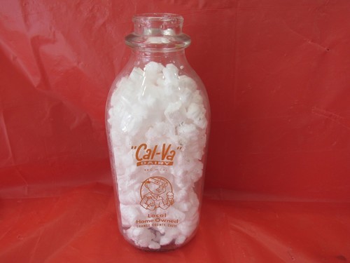 Vintage Cal-Va Dairy 1 Quart Milk Bottle 1960s Cool Graphics Orange ...