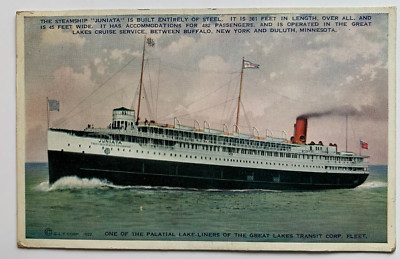 1927 Ship Postcard Great Lakes Transit Corp Steamship Juniata Buffalo ...