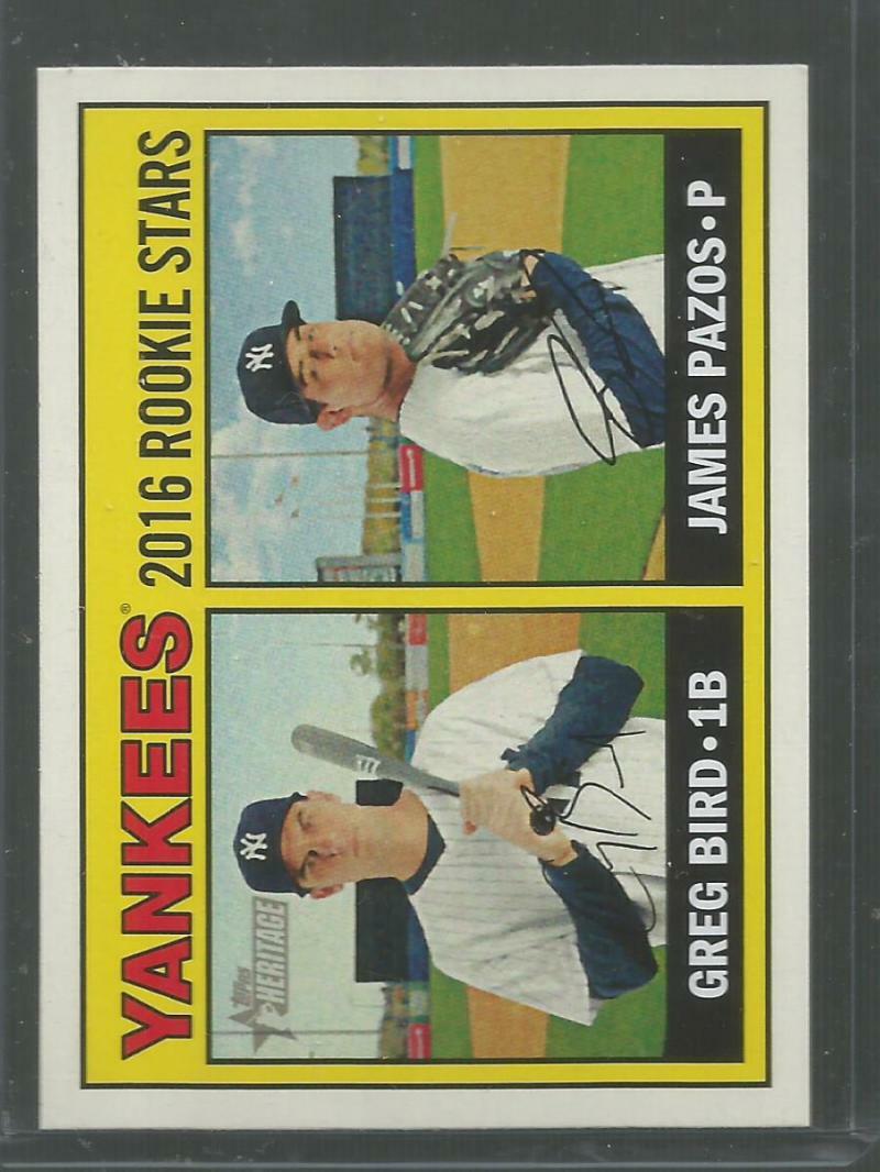 2016 Topps Heritage #171 James Pazos/Greg Bird Yankees NM-MT (RC ...