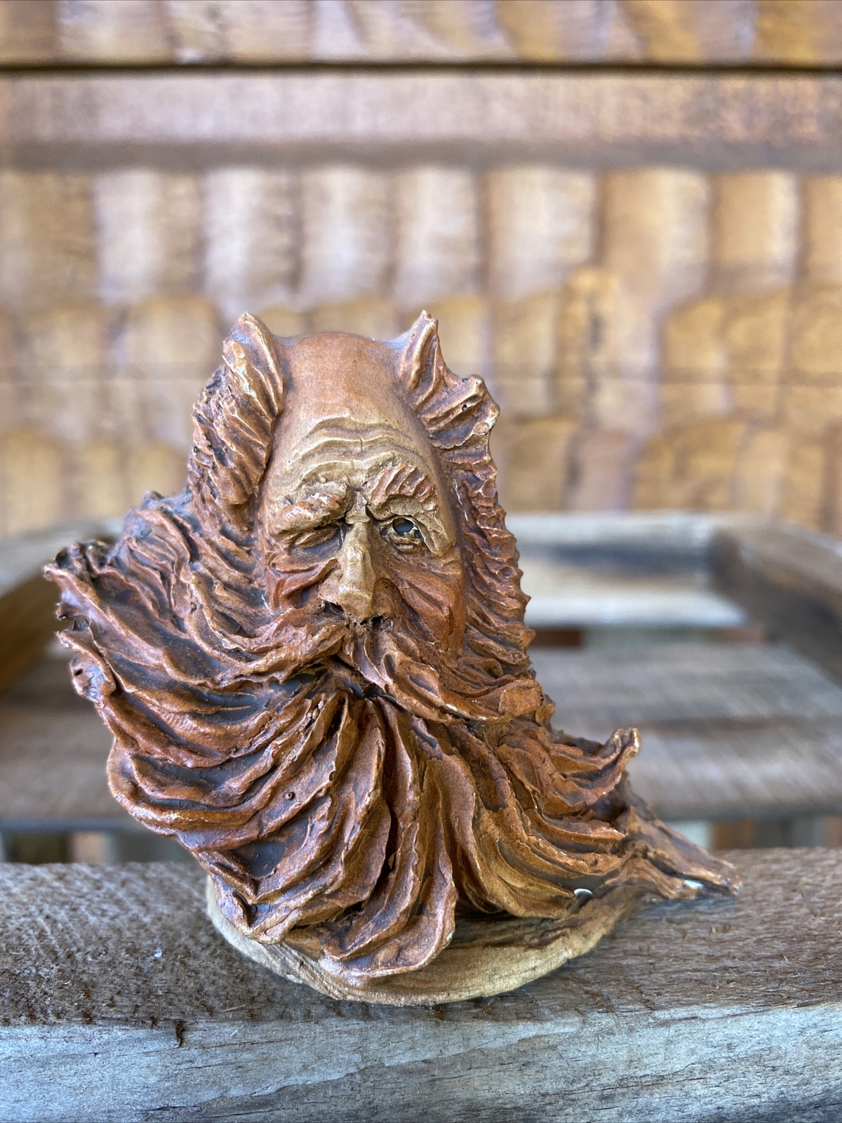 “Knobby”Wood Tree Spirit Resin Head Sculpture Stephen Herrero Signed ...