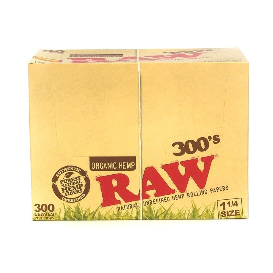 RAW Organic 300s 1 1/4 Rolling Papers 5 PACKS - Natural Unrefined 300 1 ...