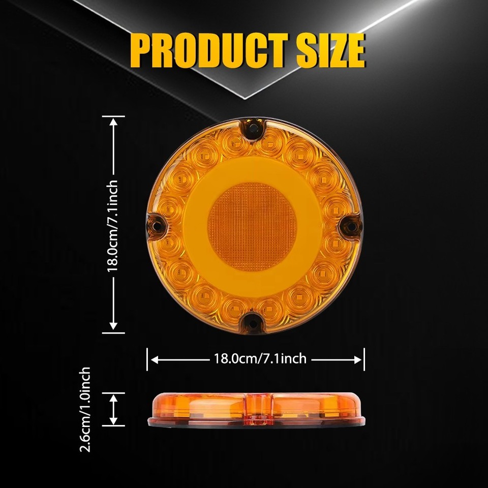 4PC LED 7in Round Amber Tail Light Rear Brake DRL Turn Signal Bus Truck ...
